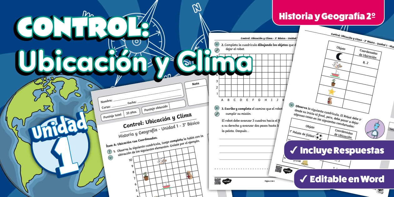 Control | Ubicación y Clima | Geografía | 3° Básico