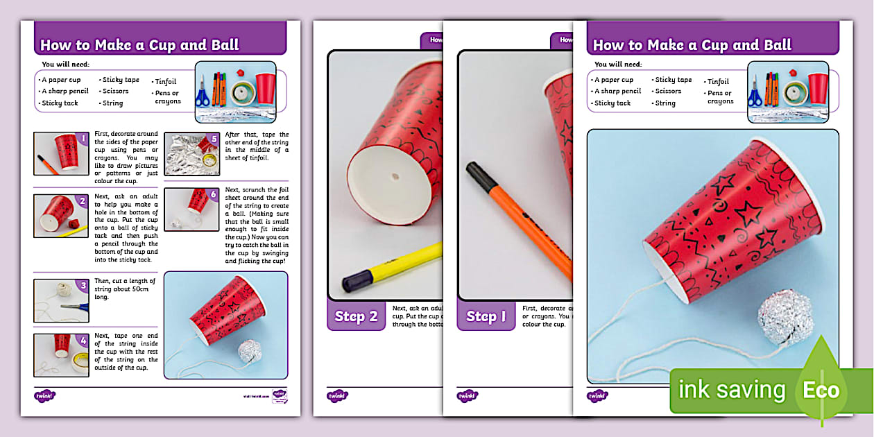 Editable Cup and Ball Craft Instructions (teacher made)
