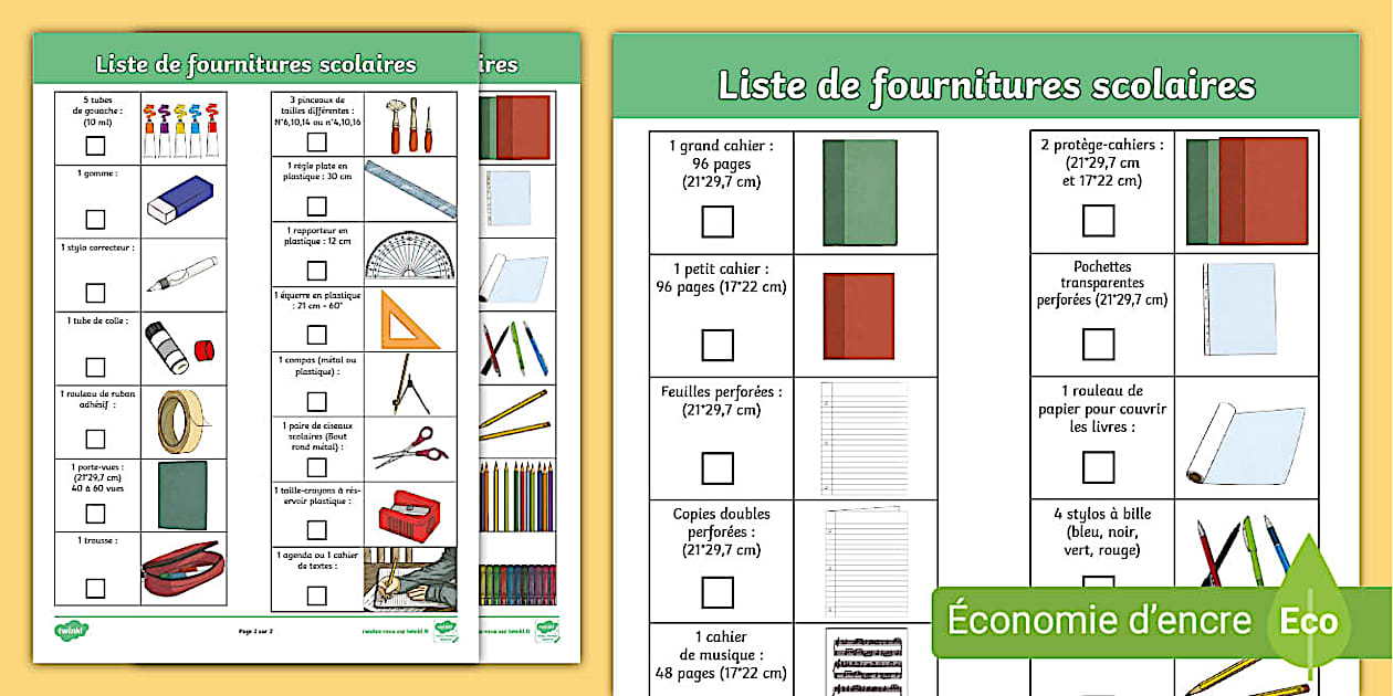 Liste de fournitures scolaires (teacher made) - Twinkl