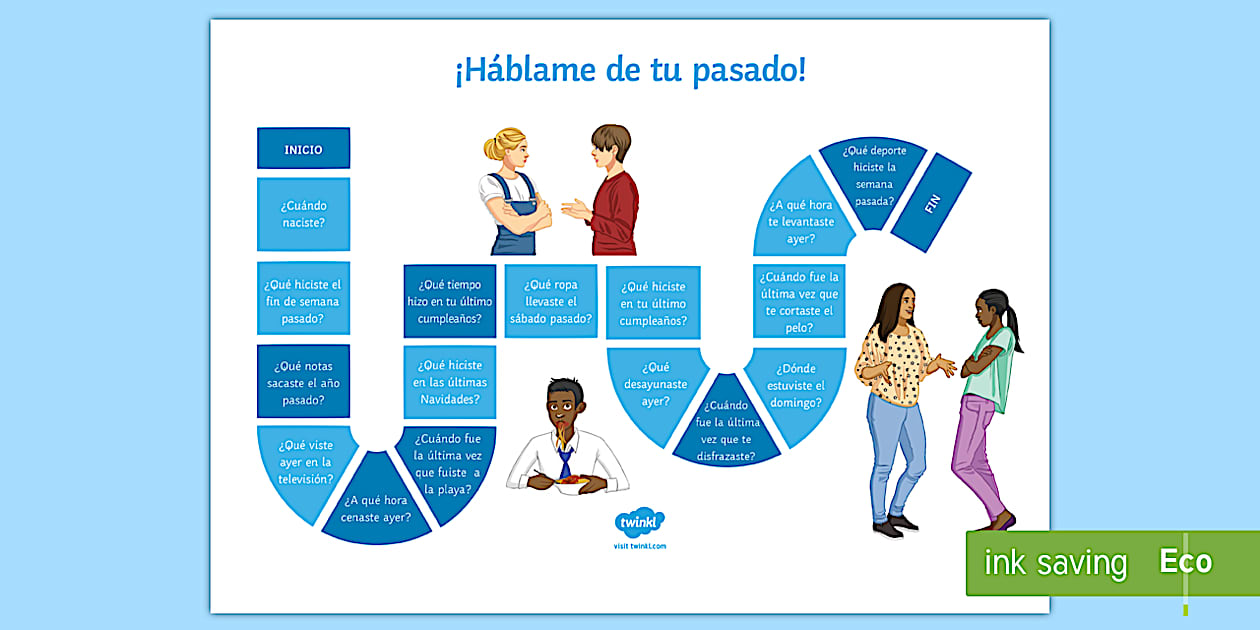 Editable Tell Me About You Preterit Tense Board Game Spanish