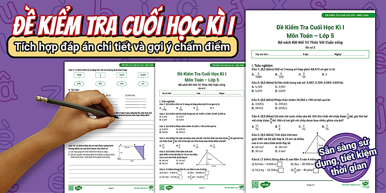 Đề Kiểm Tra Cuối Kì một - Môn Toán Lớp 5 - Sách Kết Nối Tri Thức