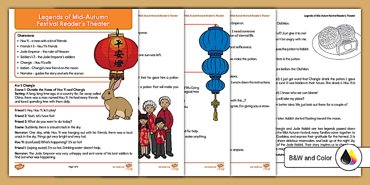 Second Grade Legends of Mid-Autumn Festival Reader's Theater