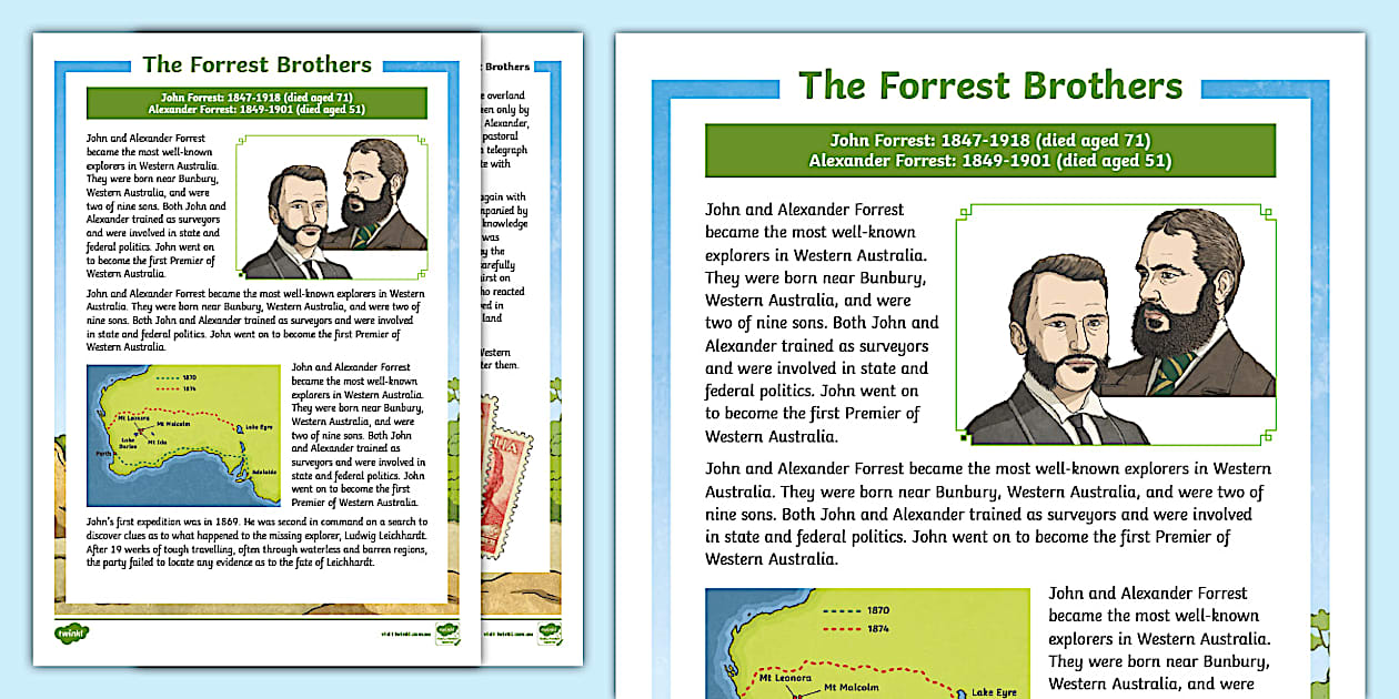 Australian Early Inland Explorers – Forrest Brothers Fact File