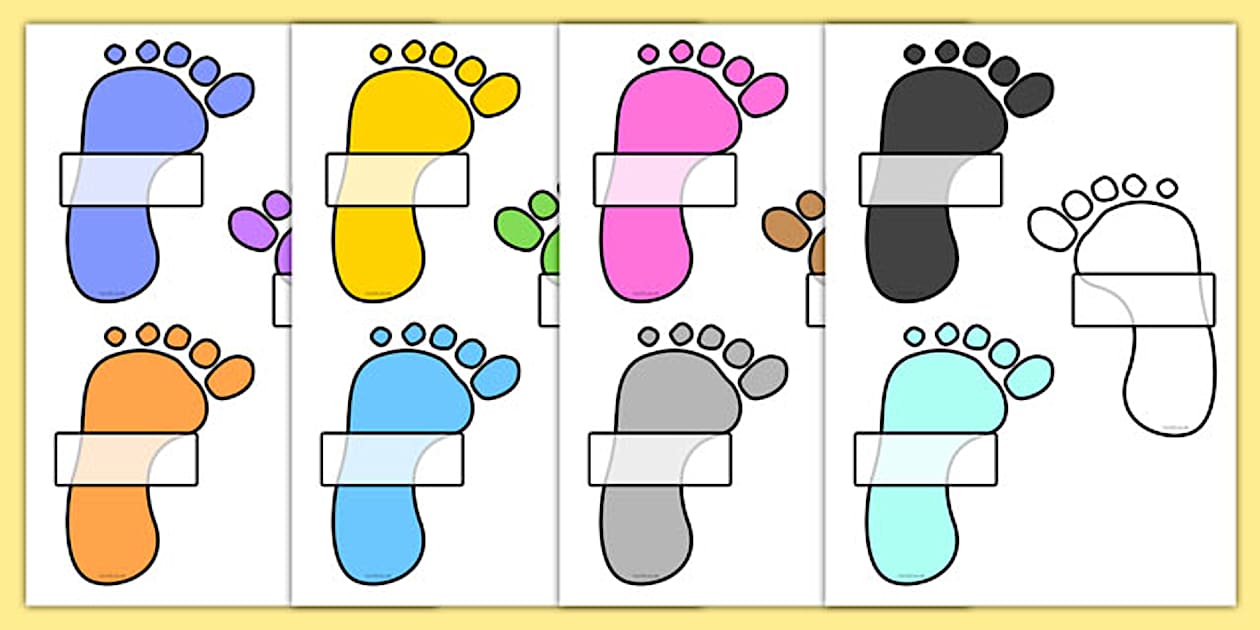 Editable Self-Registration Labels (Footprints) - Twinkl