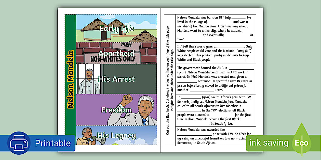 Nelson Mandela Biography For Kids | Flap Book (teacher made)