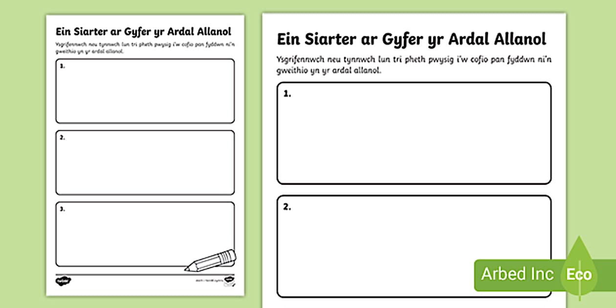 Taflen Weithgaredd Siarter Ardal Allanol - Twinkl