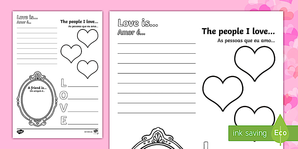 Valentine's Day Worksheet English/Portuguese - Valentines Day Worksheet