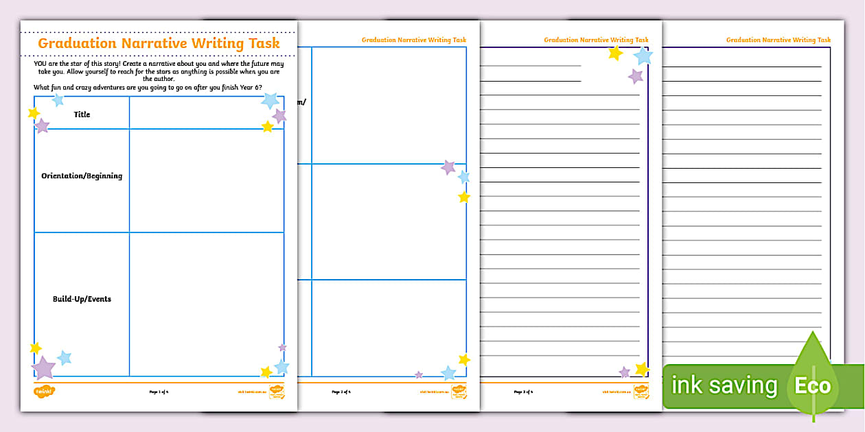 Graduation Narrative Writing Activity- Reach for the Stars