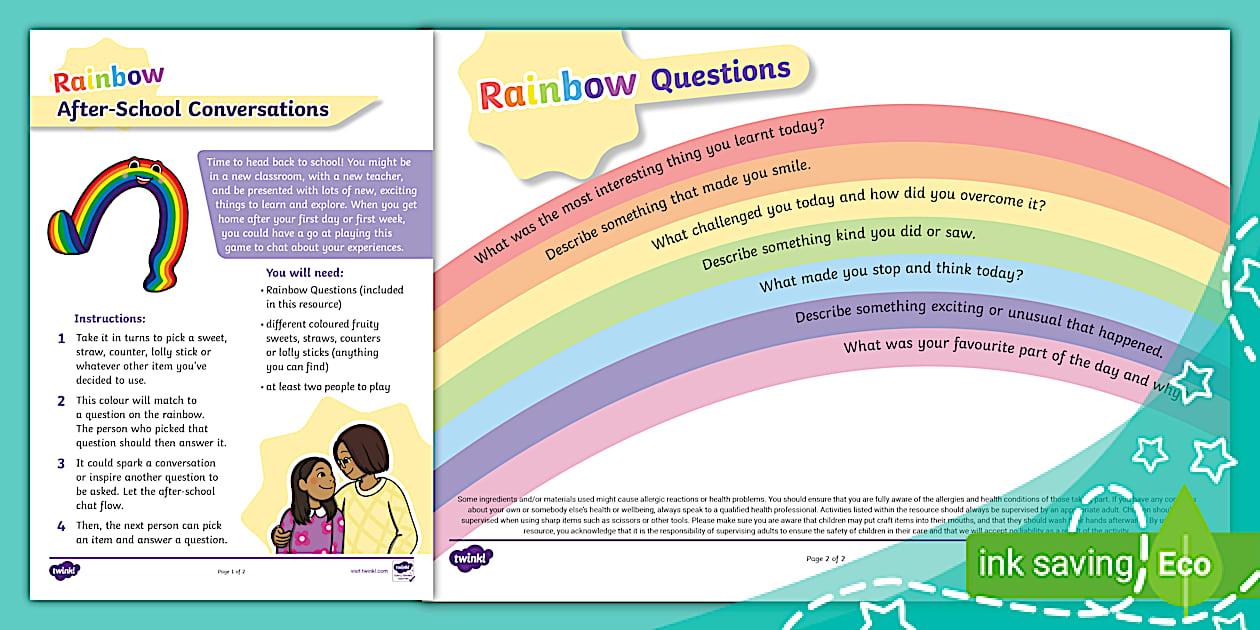 Rainbow After-School Conversation Starters | Wellbeing