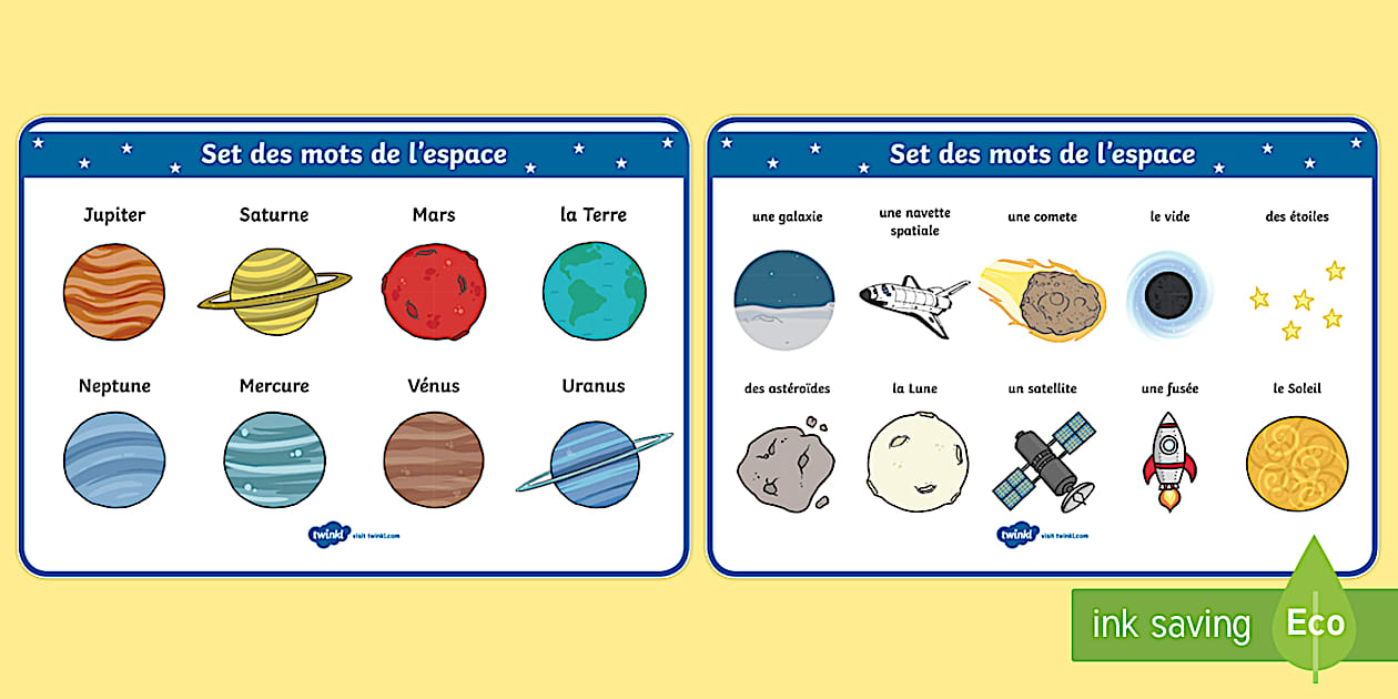 Set des mots de l'espace Français (Teacher-Made) - Twinkl