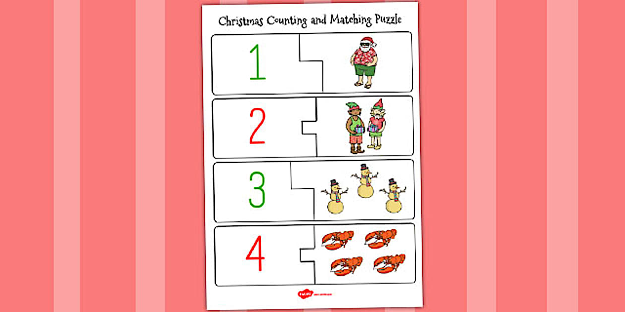 Christmas Themed Counting Puzzle (Hecho por educadores)