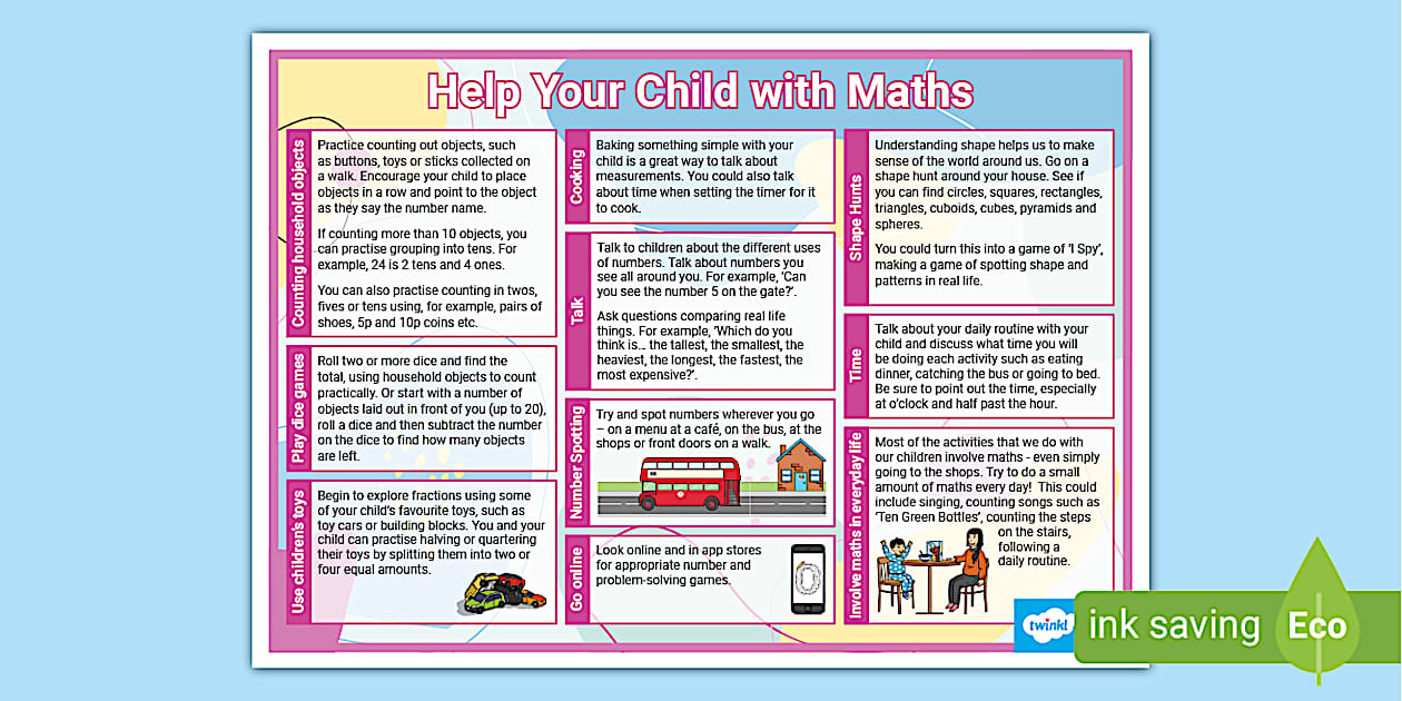 Year 1 Help Your Child with Maths Poster for Parents