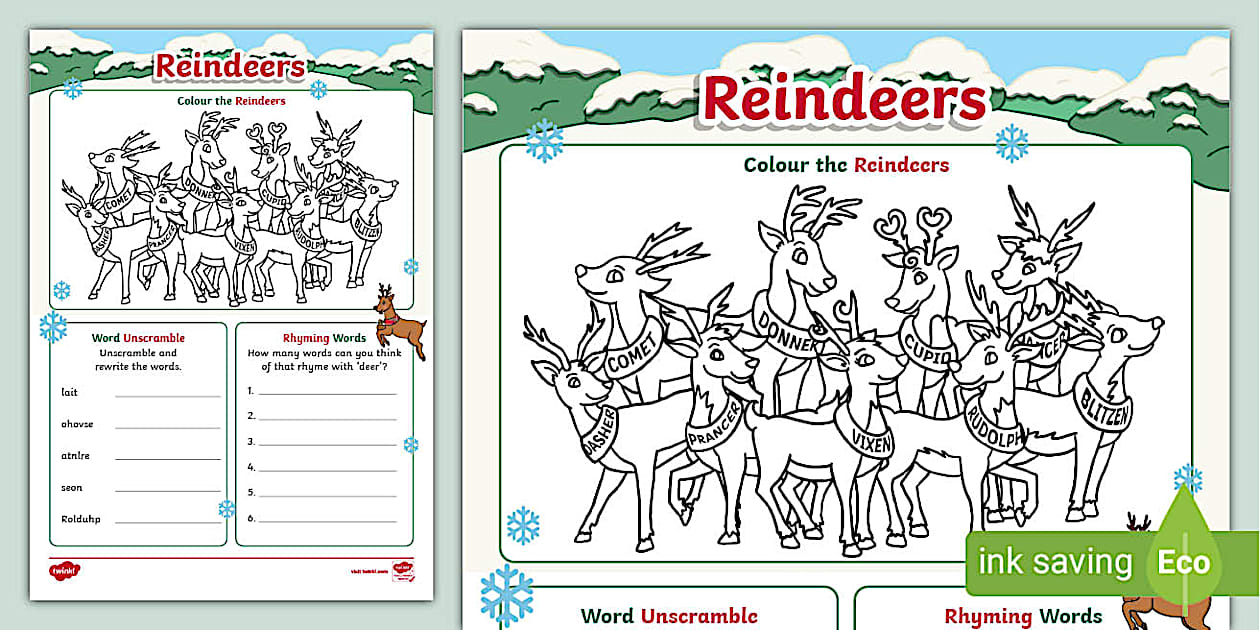 Reindeers Boredom Buster Worksheet