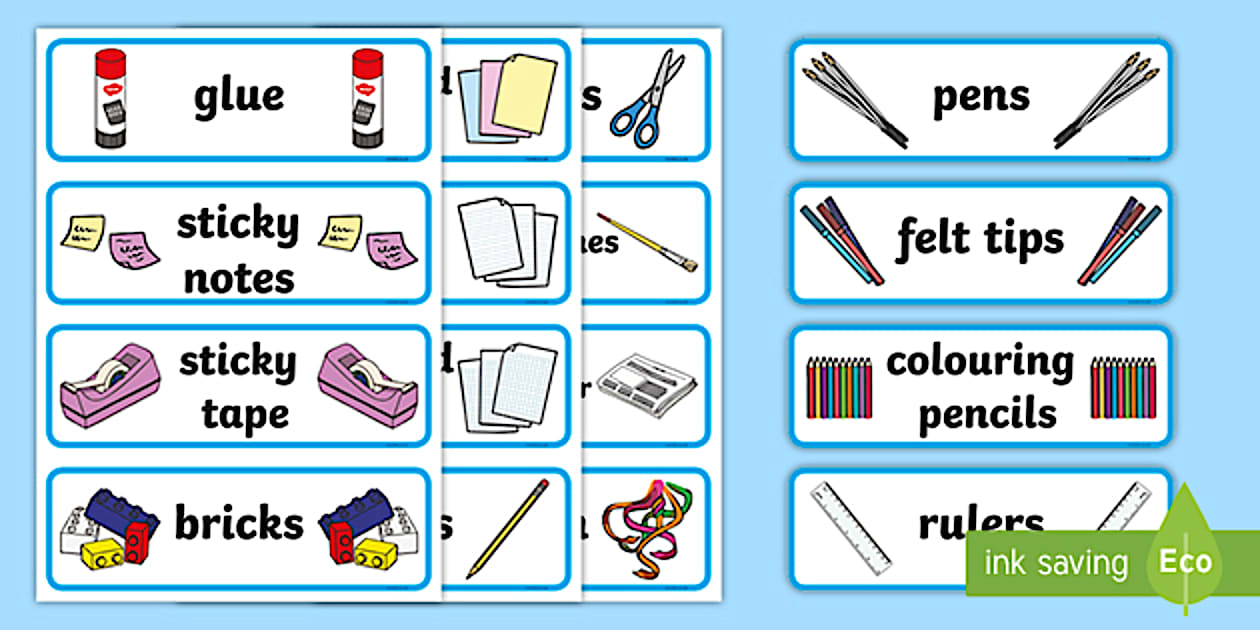 Editable Classroom Equipment Tote Tray Labels (teacher made)