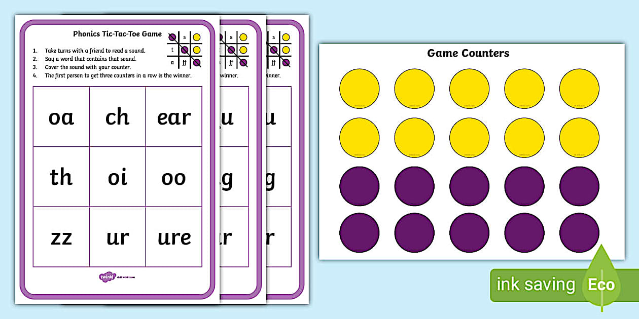 Editable Phase 3 Phonics Tic-Tac-Toe Game (teacher made)