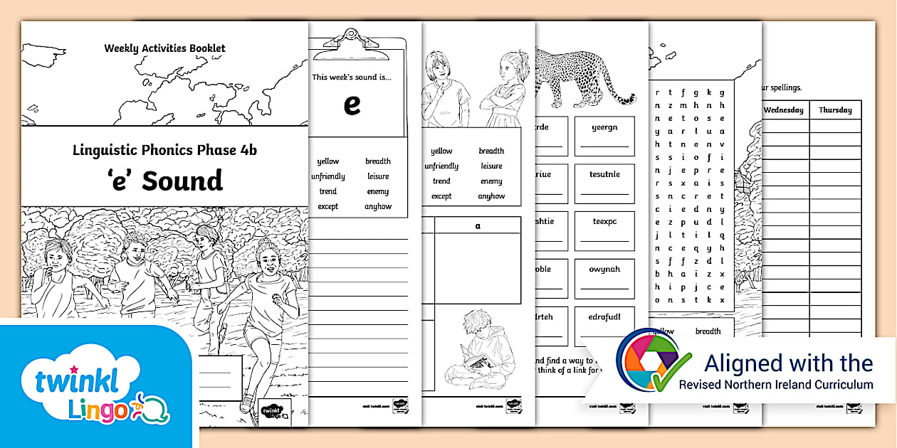NI Linguistic Phonics Phase 4b 'e' Sound Weekly Activities Booklet