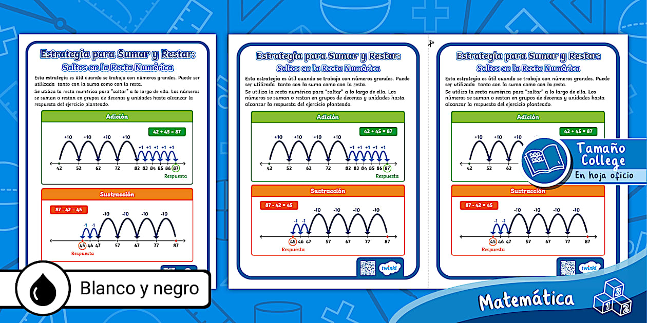poster | estrategia | recta numérica | sumas | restas