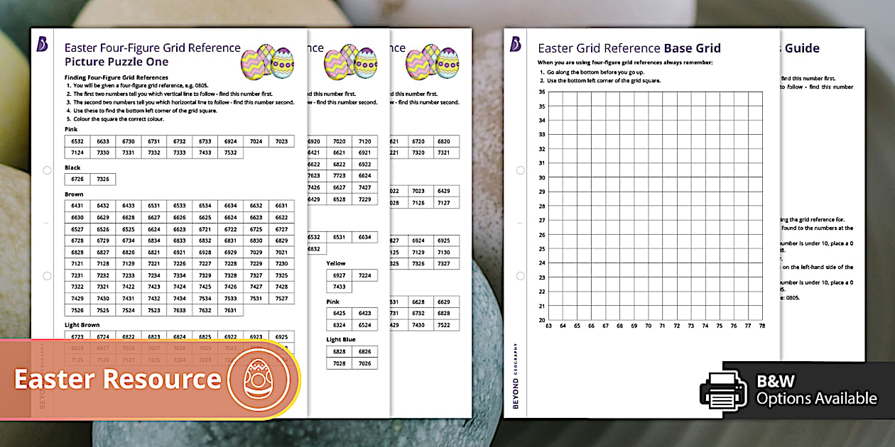 Easter 4 Figure Grid References Worksheet KS3 | Beyond