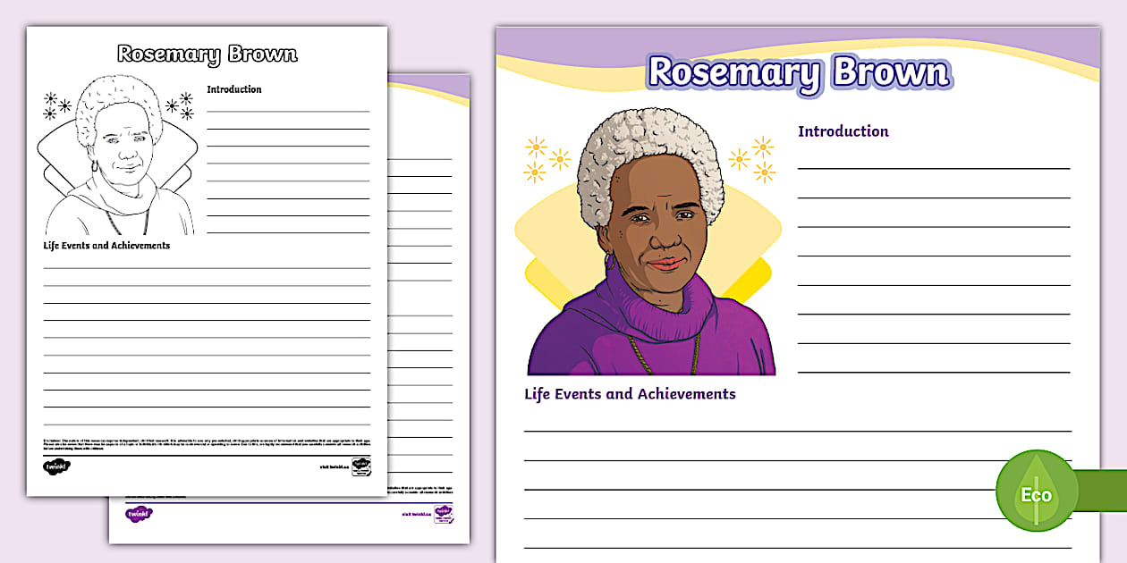 Rosemary Brown Biography Template (teacher made) - Twinkl