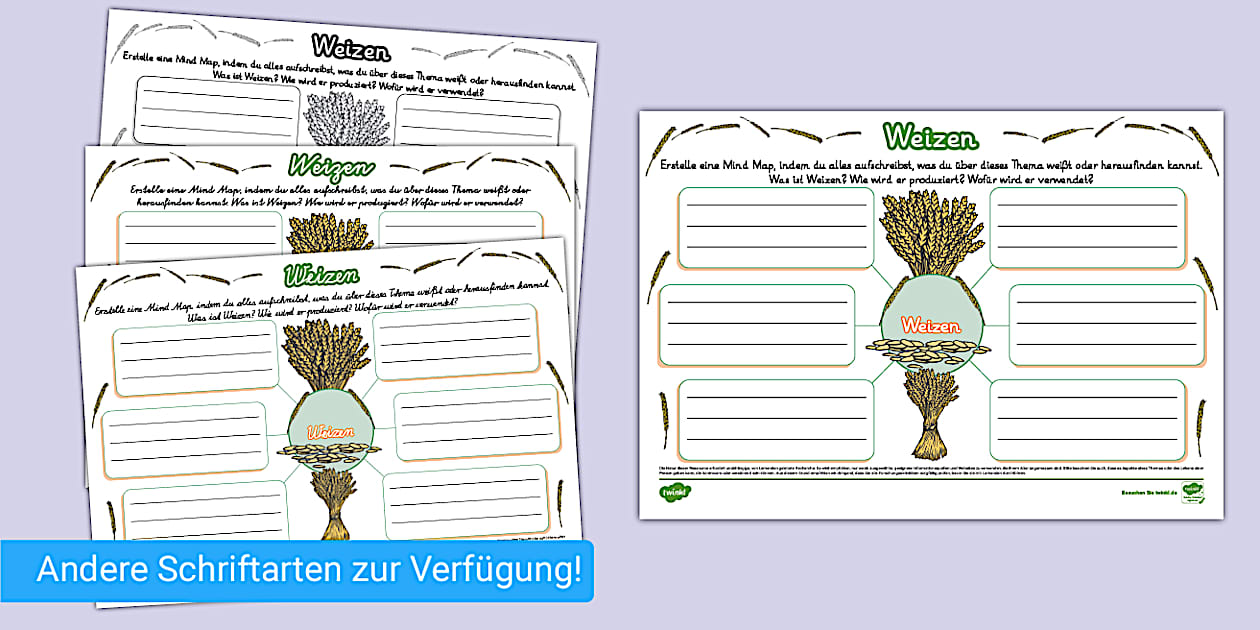 Weizen - Mind Map - Twinkl Deutschland (teacher made)