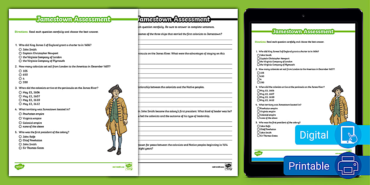 Jamestown Assessment for 3rd-5th Grade (Teacher-Made)