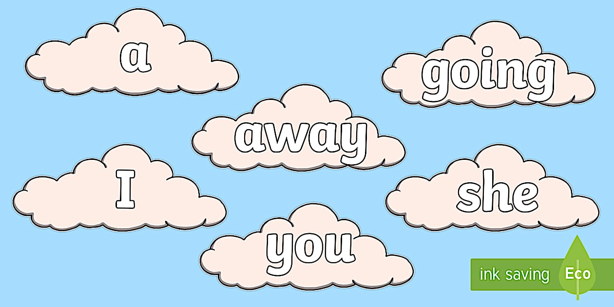 High Frequency Words on Clouds (teacher made) - Twinkl