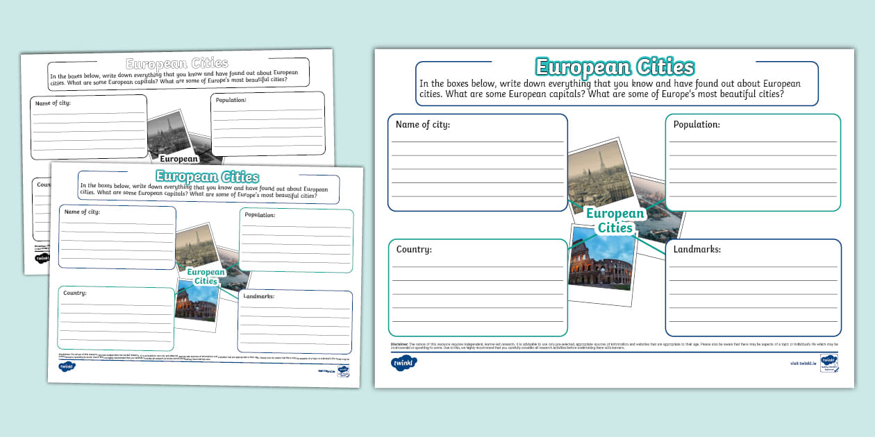 European Cities Mind Map (teacher made) - Twinkl