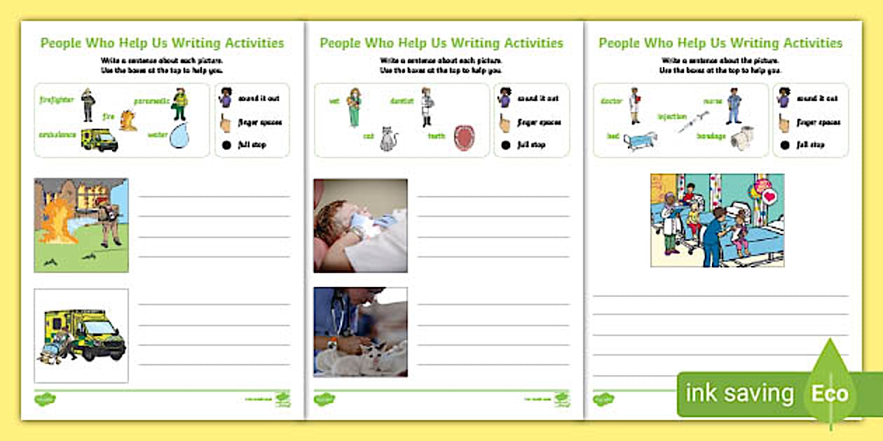 Editable People Who Help Us Early Writing Activities