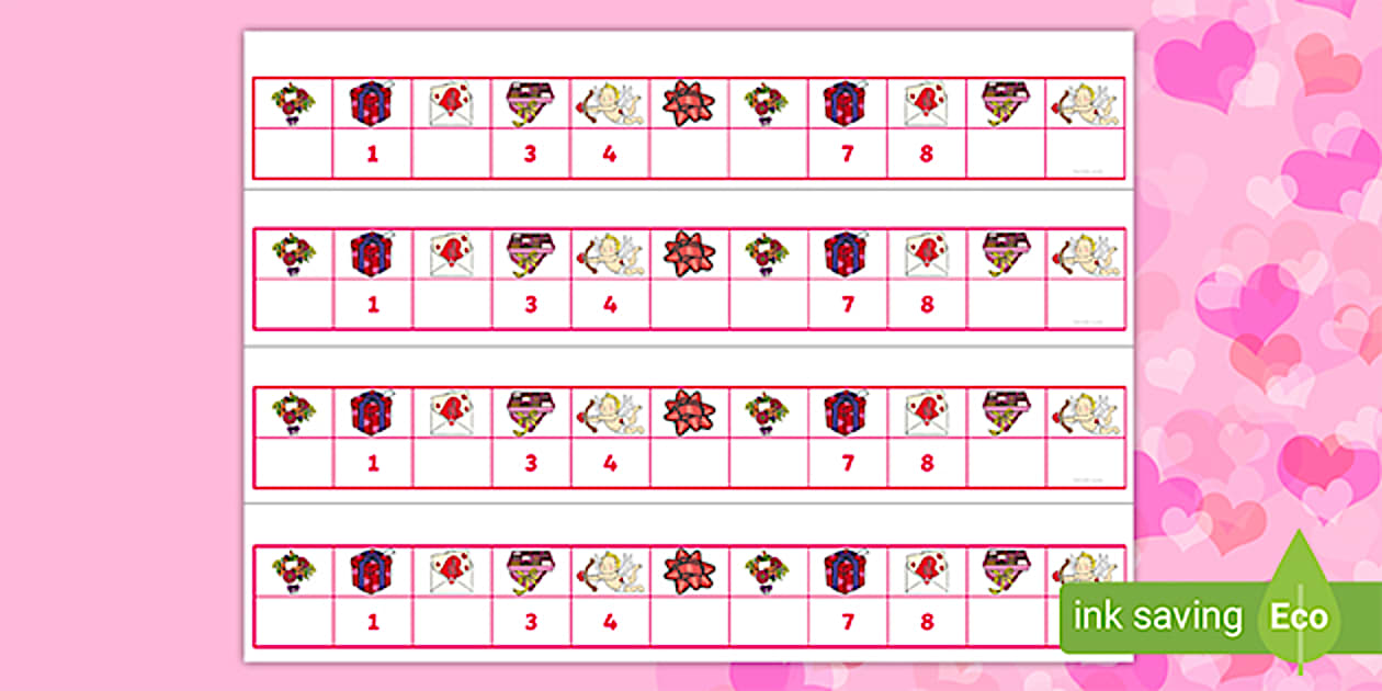 Valentine's Day 1 - 10 Missing Number Track - Twinkl
