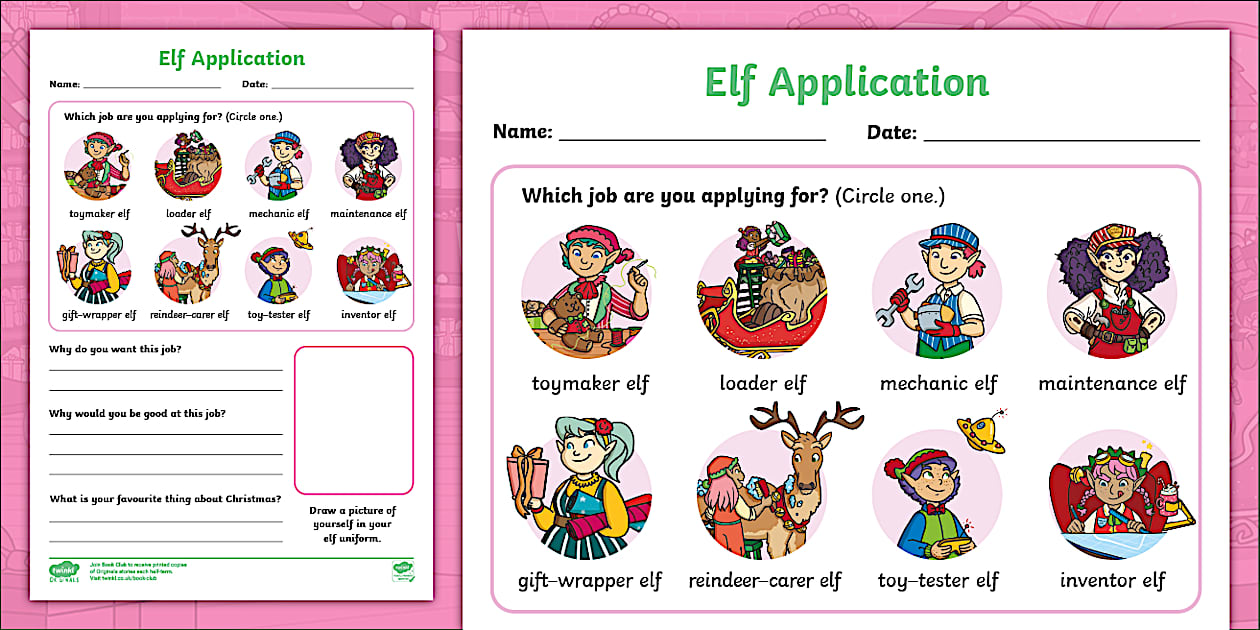 Christmas Elf Job Application Form