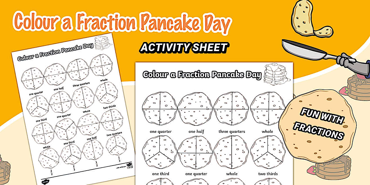 Colour a Fraction Pancake Day Activity Sheet