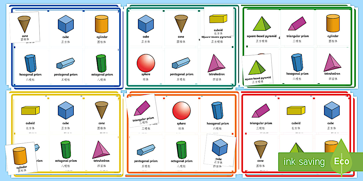 3D Shape Properties Bingo English/Mandarin Chinese - Twinkl