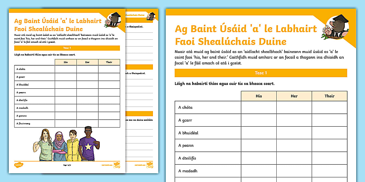 Ag Baint Úsáid 'a' le Labhairt Faoi Shealúchais Duine