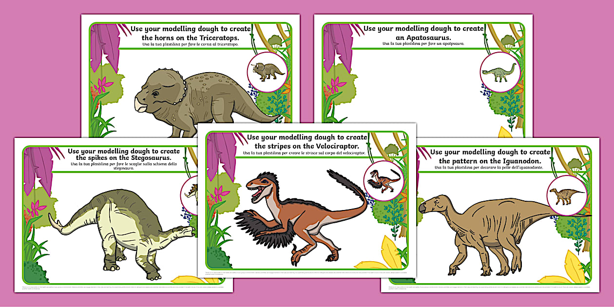 Dinosaurs Modelling Dough Mats English/Italian - Twinkl