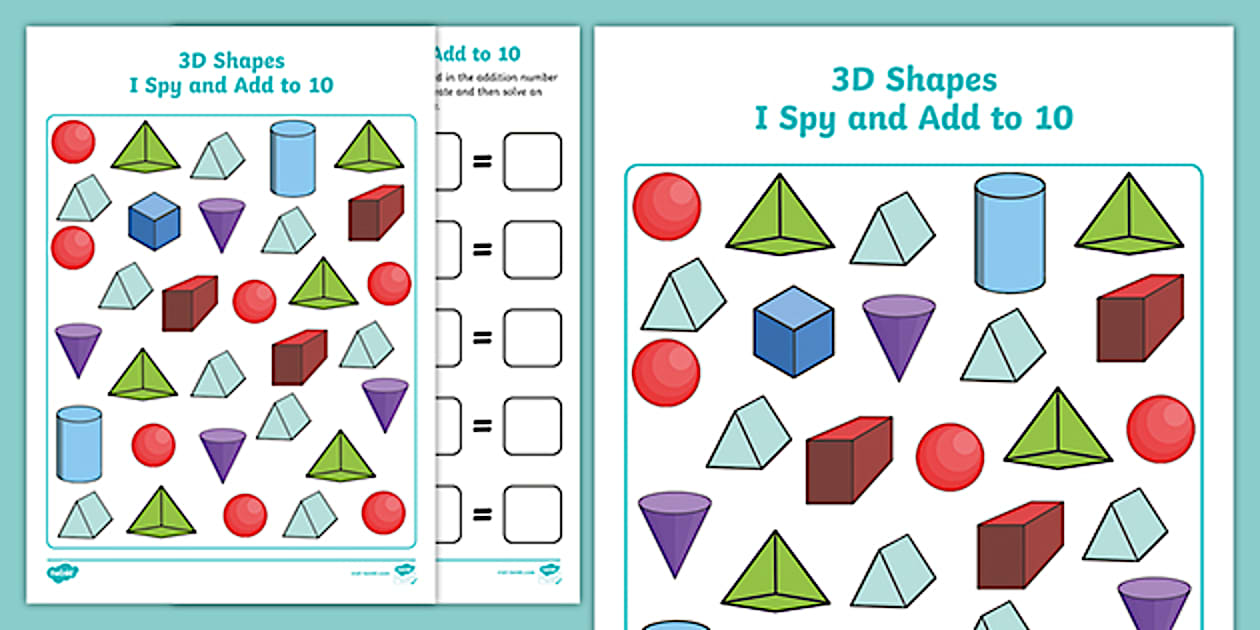 👉 3D Shapes I Spy and Add to 10 (teacher made) - Twinkl