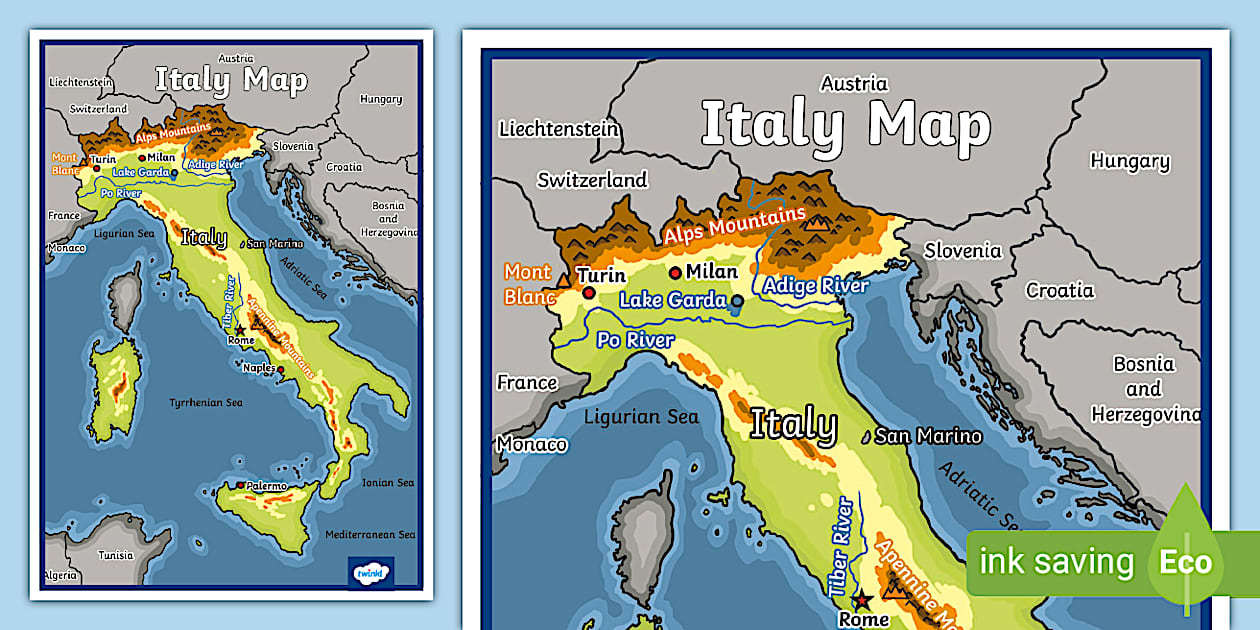 Map of Italy KS2 (teacher made) - Twinkl