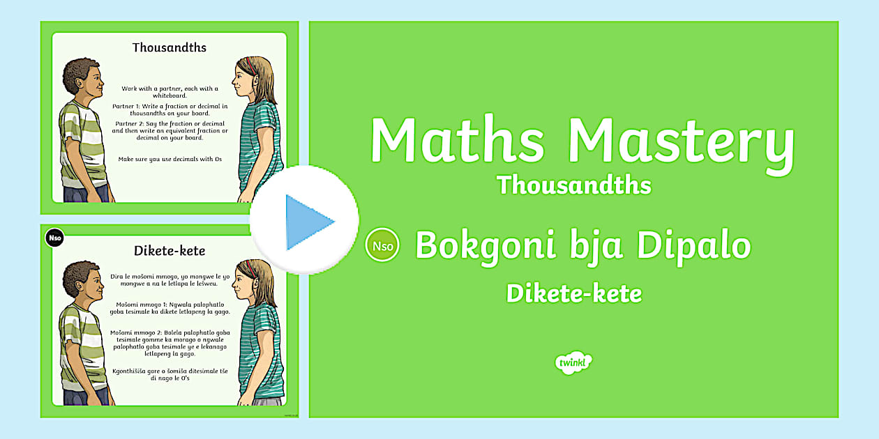 Fractions & Decimals, Thousandths Mastery Activities-Sepedi