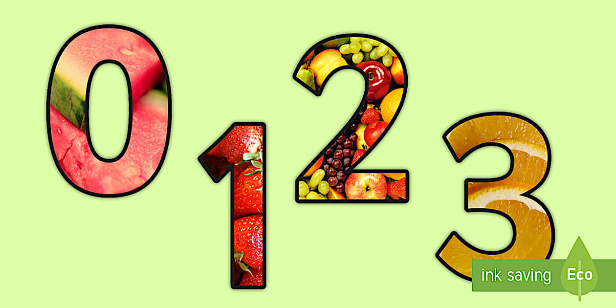 Healthy Eating Themed A4 Photo Display Numbers - Twinkl
