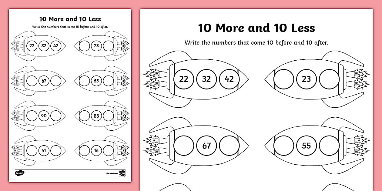 👉 10 More and 10 Less Rocket Activity - Twinkl - KS1