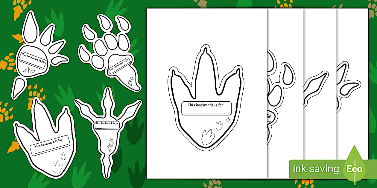 Dinosaur Feet Bookmarks to Colour (teacher made) - Twinkl
