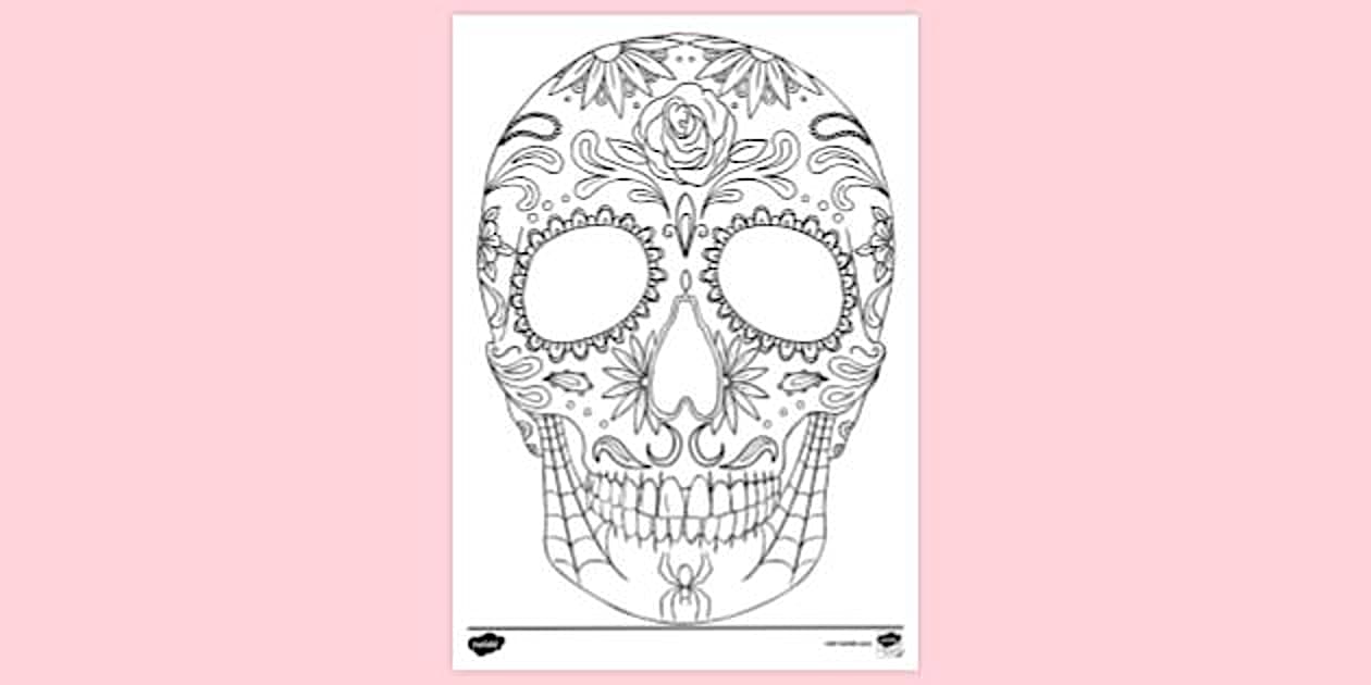 Skull Colouring Page to Print | Colouring Sheets - Twinkl