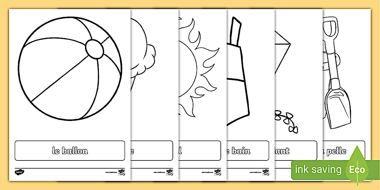 Editable French Summer Colouring Pages - Twinkl