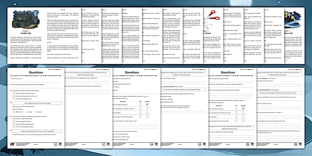 KS2 Fantasy Gaming Adventure Story Differentiated Reading Comprehension