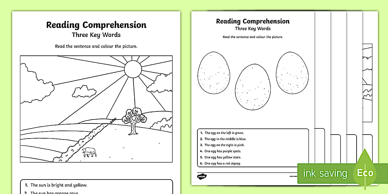 Editable Reading Comprehension - Spring-Themed Three Key Words Worksheet