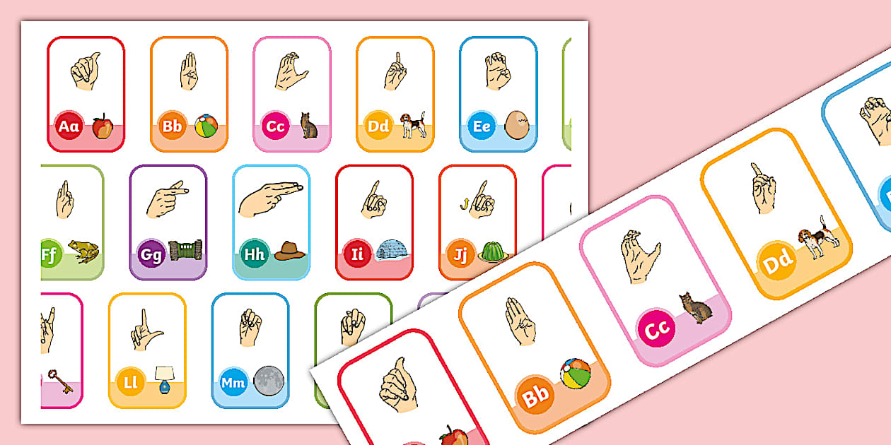 Singapore Sign Language Alphabet Display Borders - Twinkl