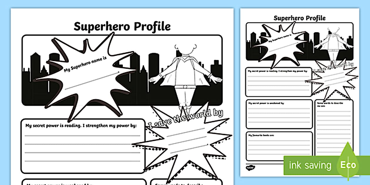 TAS Book Week Superhero Profile Worksheet (teacher made)