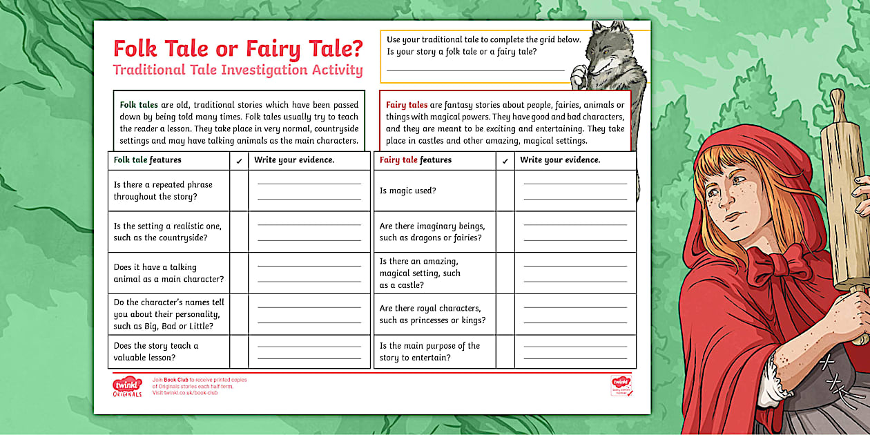 Folk Tale or Fairy Tale? Traditional Tale Worksheets