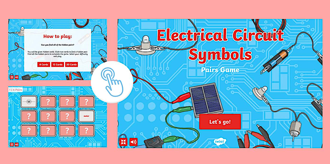 Electrical Circuit Symbols Pairs Matching Interactive Game