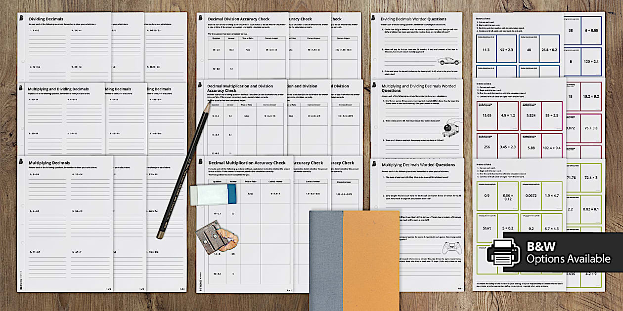 Multiplying and Dividing Decimals Differentiated Resource Pack