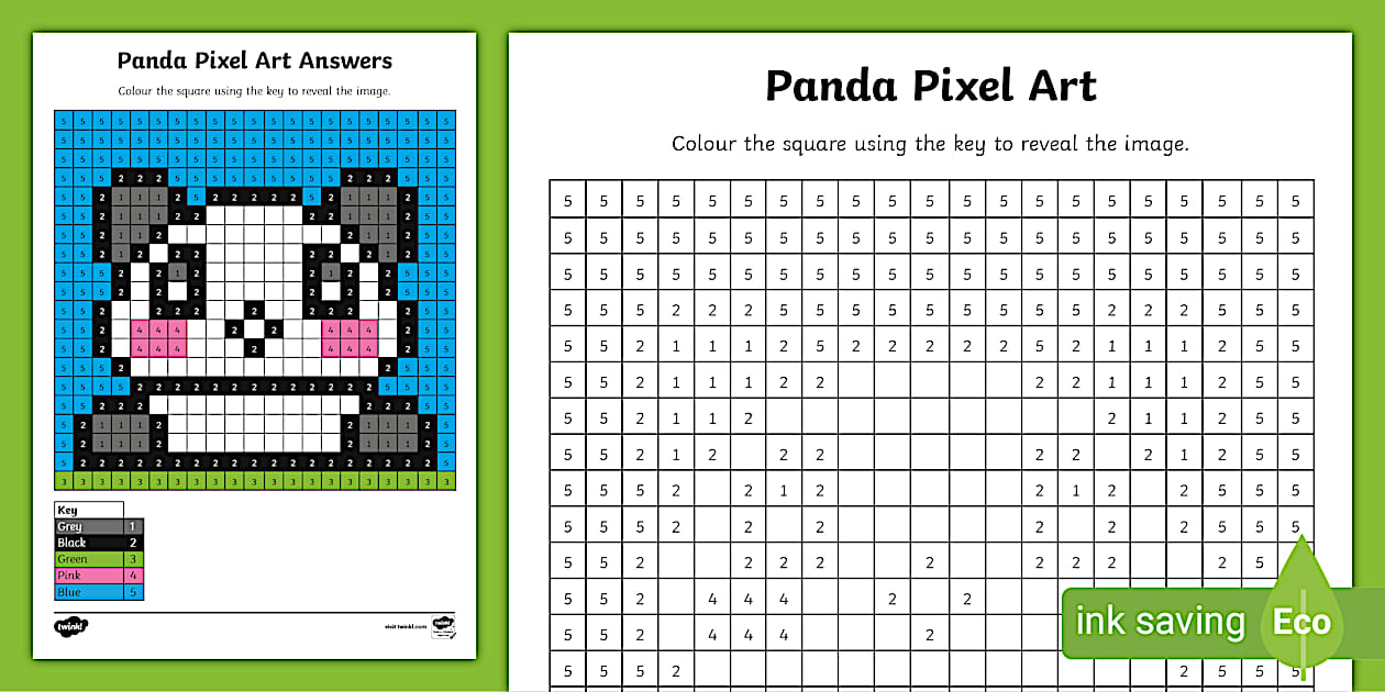 Free Panda Pixel Art Template for Children: Download now!